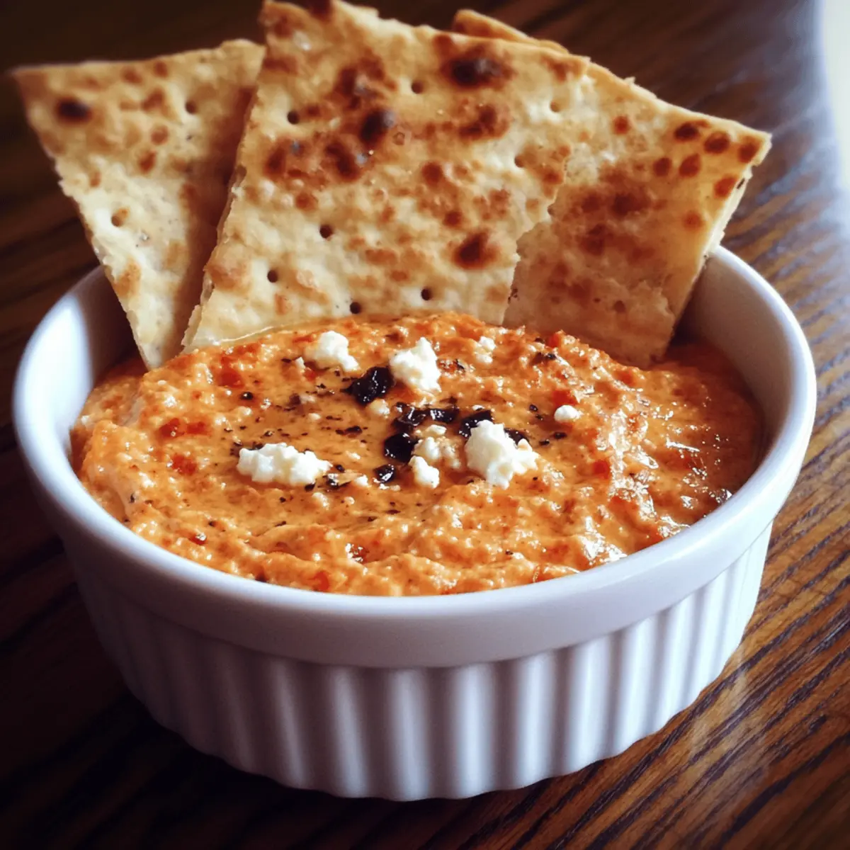 Easy Delicious Roasted Red Pepper Feta Dip for Crispy Snack Bites
